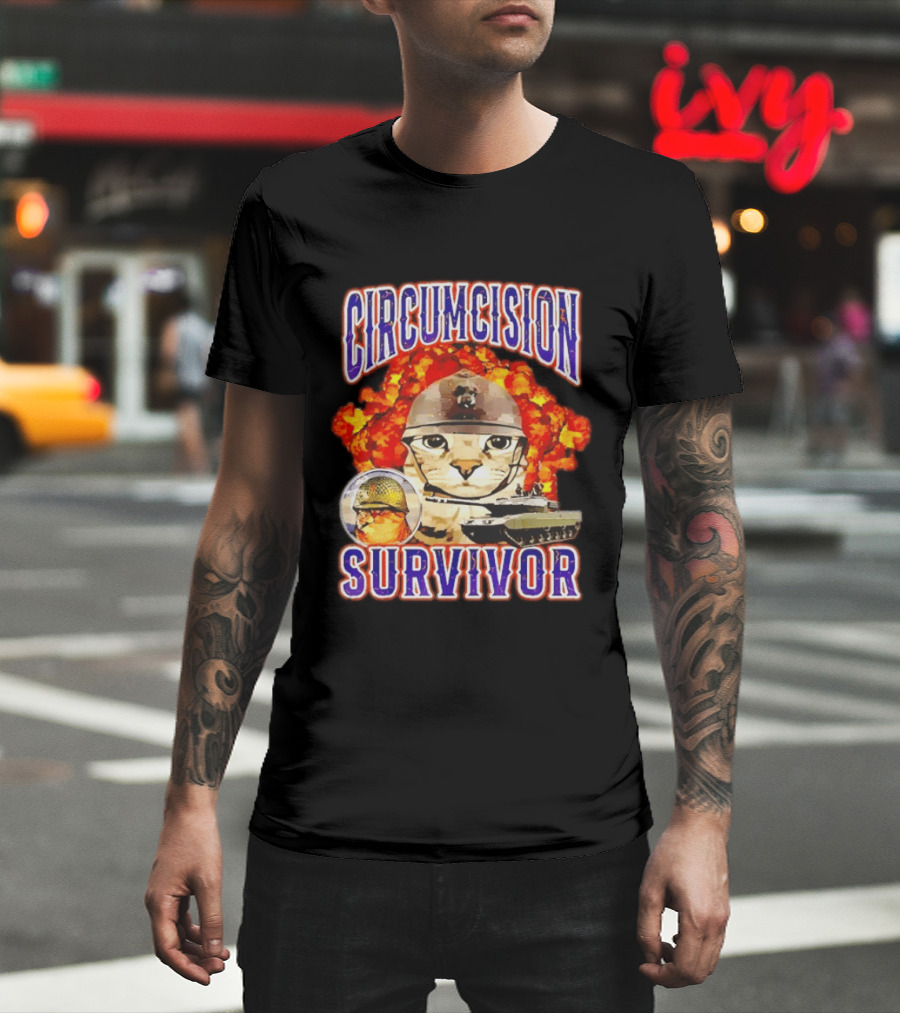 Circumcision Survivor Cat Explosion Tank Helmet T-Shirt