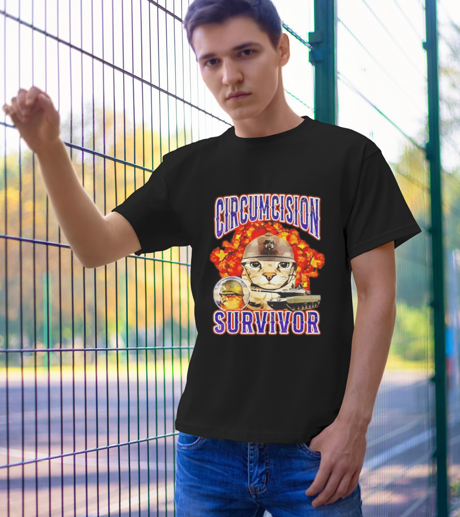 Circumcision Survivor Cat Explosion Tank Helmet T-Shirt