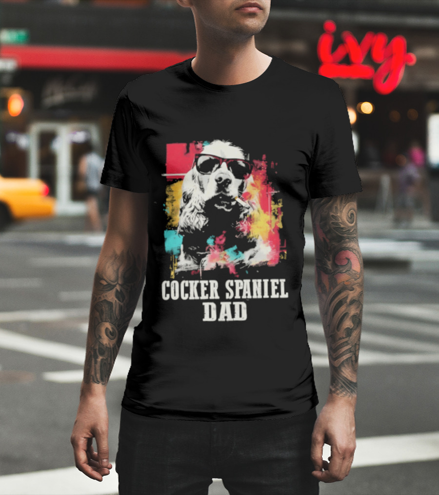 Cocker Spaniel Dad Colorful Sunglasses Father's Day 2026 T-Shirt