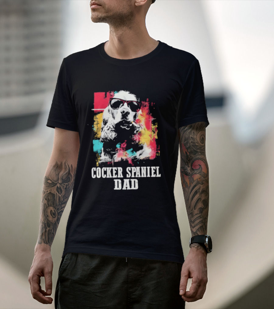 Cocker Spaniel Dad Colorful Sunglasses Father's Day 2026 T-Shirt