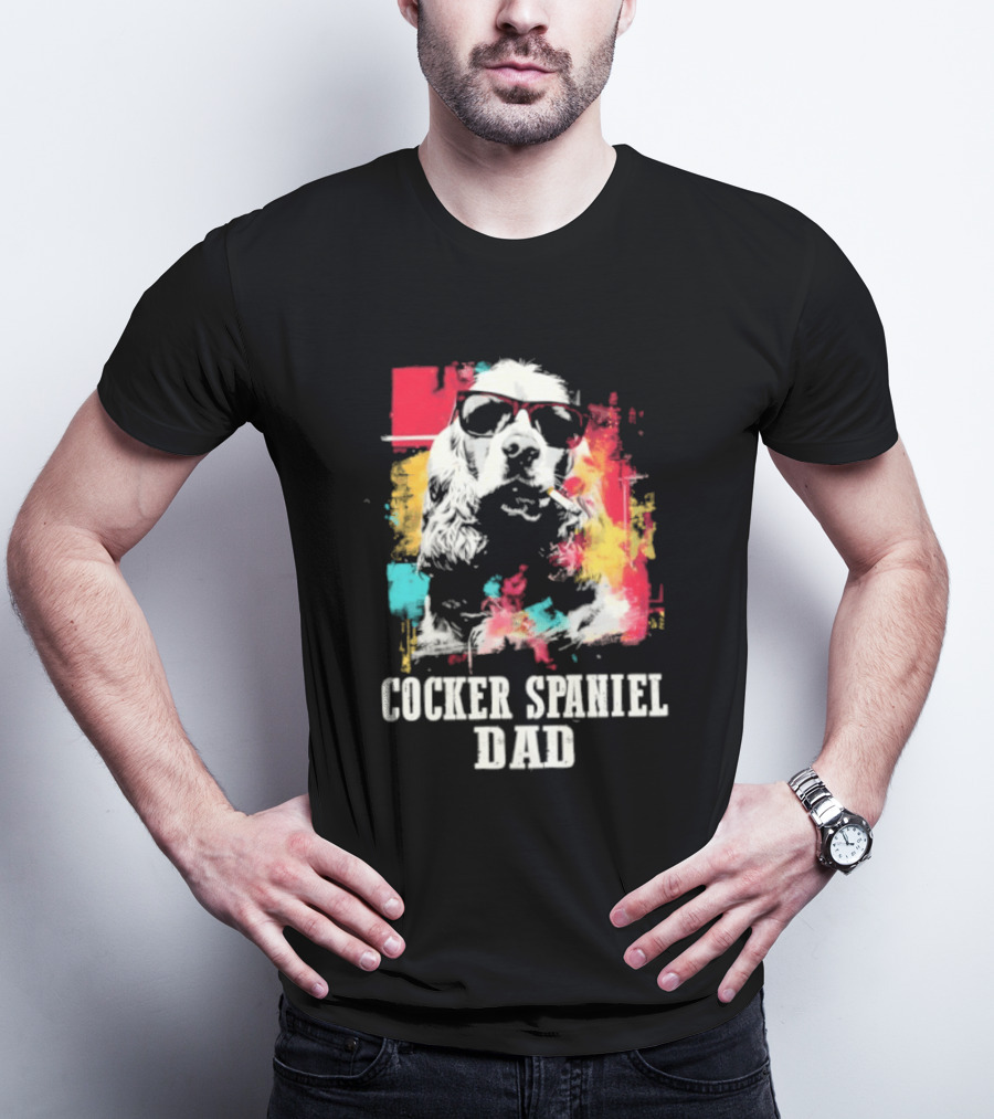 Cocker Spaniel Dad Colorful Sunglasses Father's Day 2026 T-Shirt