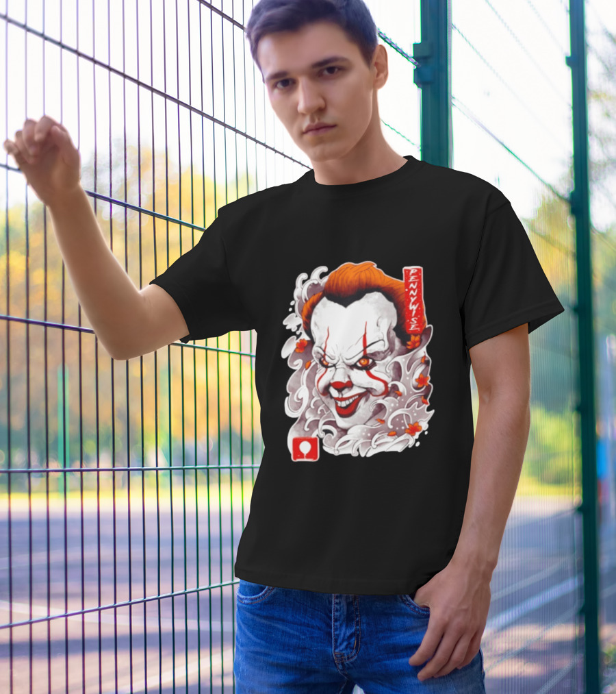 Pennywise Creepy Clown Big Head Horror It Movie Iconic Scary Face Balloon T-Shirt