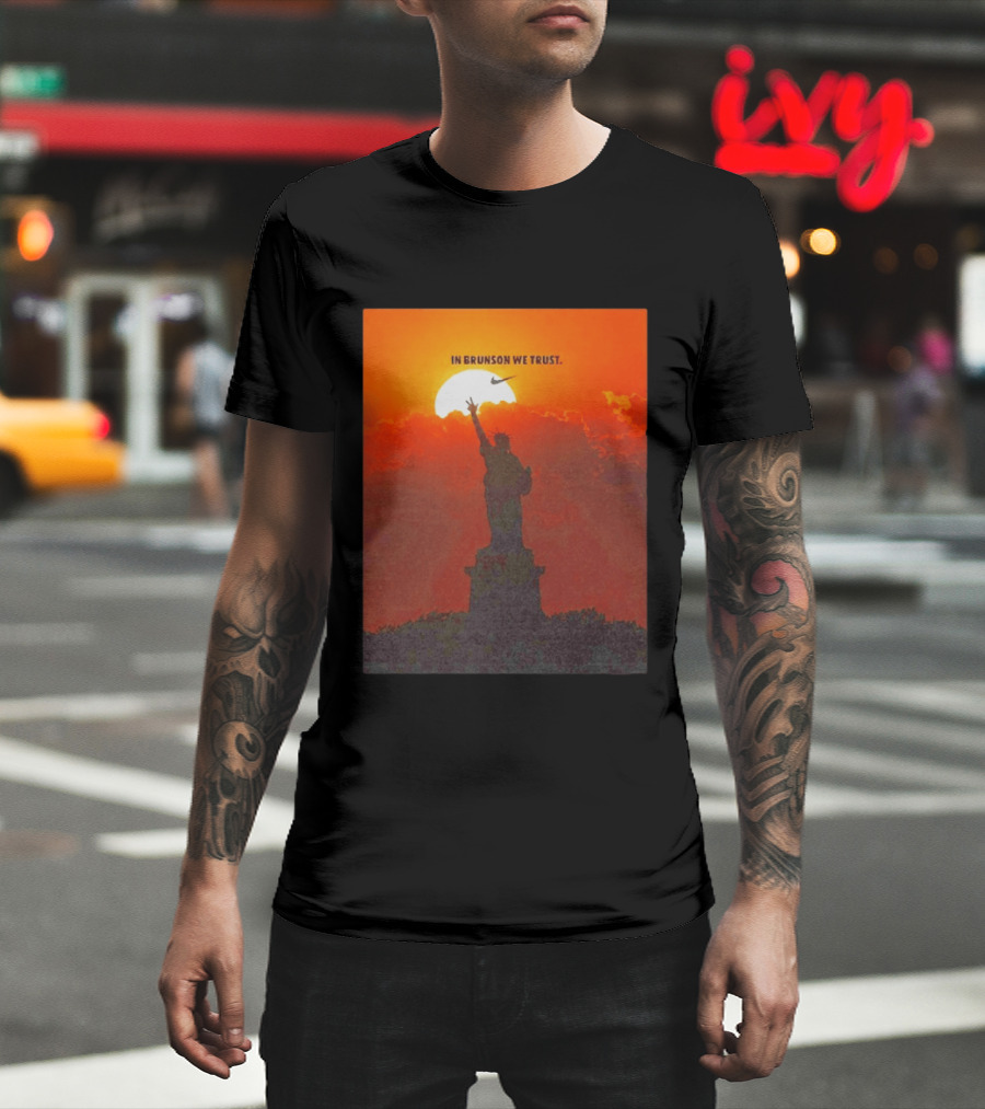 In Brunson We Trust New York Knicks Nike Liberty Sunset T-Shirt