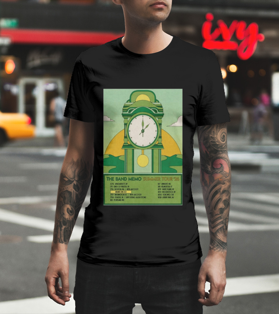 The Band Memo Summer Tour 2026 Amagansett King Of Prussia Boston Washington Missoula Portland Amherst Killington Woodstock Toronto Asbury Park T-Shirt