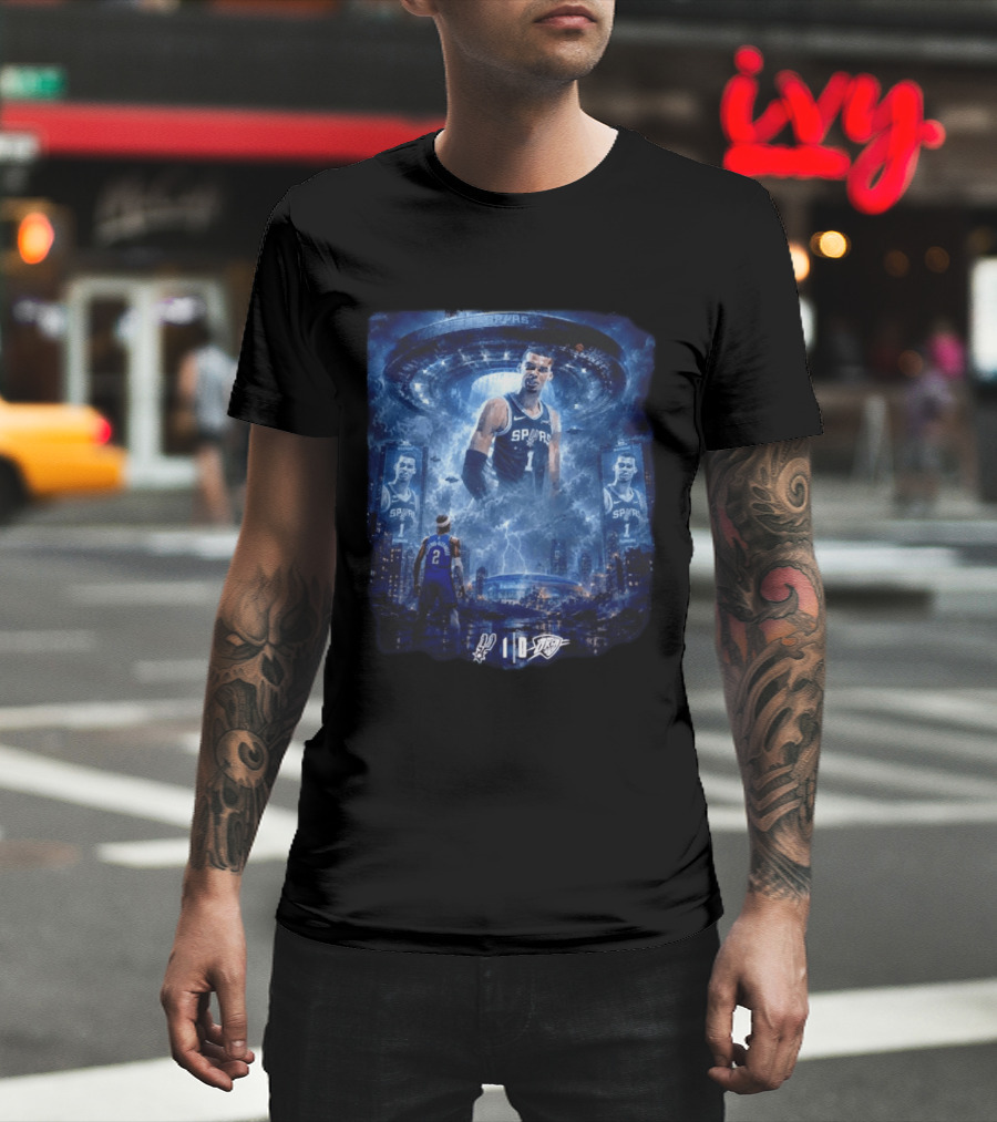 Victor Wembanyama Spurs Vs OKC Thunder Epic Double Overtime Showdown Game 1 T-Shirt