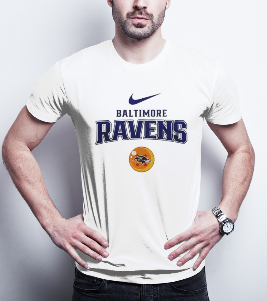 Baltimore Ravens Nike Dragon Ball Z Collaboration With Goku Capsule T-Shirt
