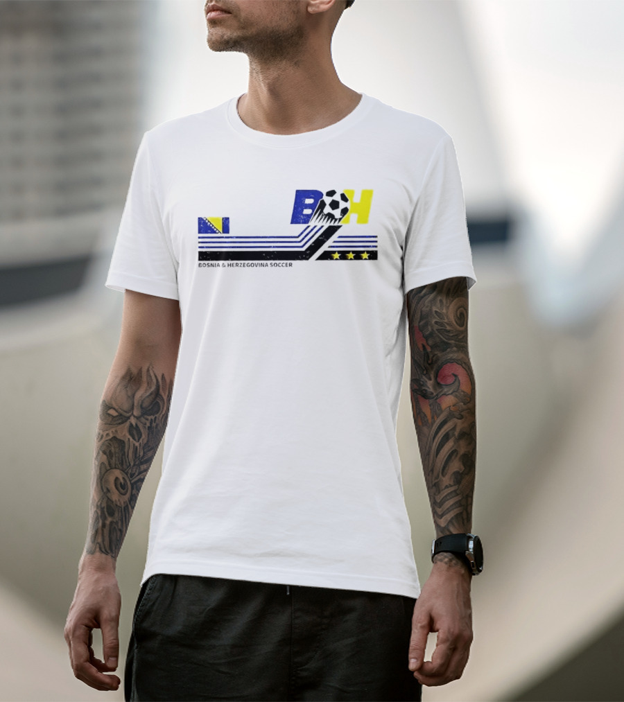 Bosnia Herzegovina Soccer BH Flag Three Stars Football T-Shirt