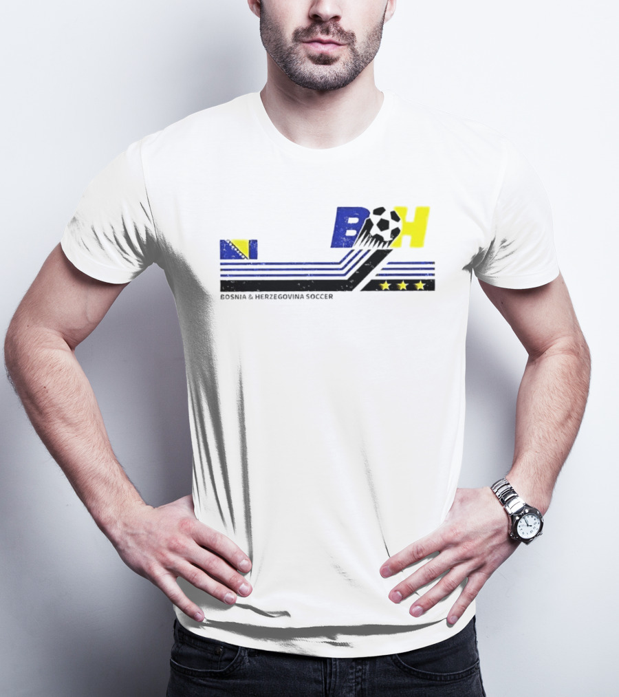 Bosnia Herzegovina Soccer BH Flag Three Stars Football T-Shirt