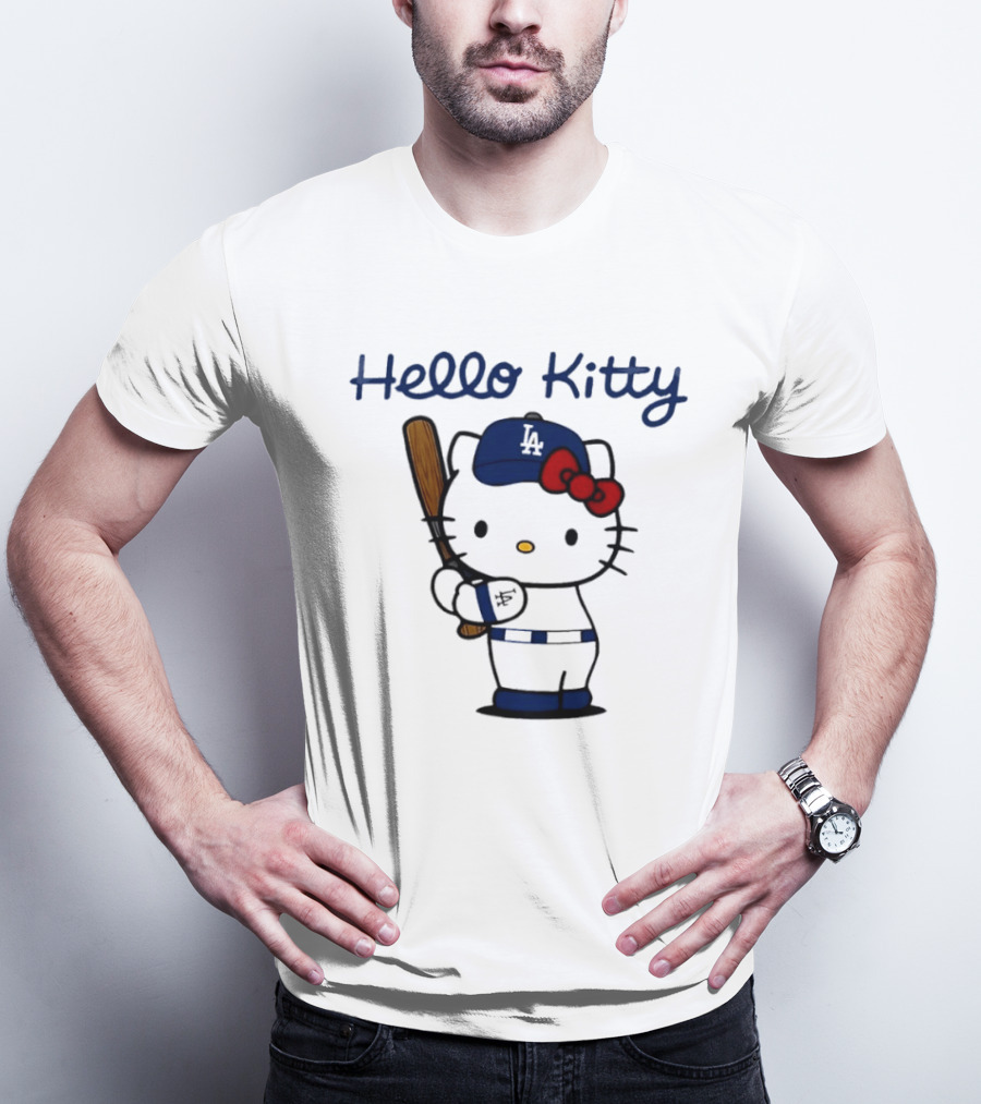 Hello Kitty Los Angeles Dodgers MLB Baseball Player T-Shirt