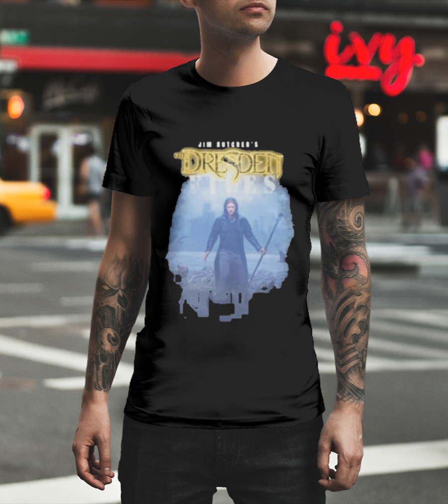 Jim Butcher's Dresden Files Man Holding Staff T-Shirt