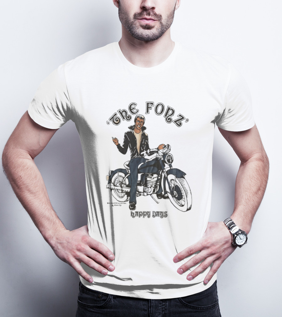 The Fonz Happy Days Motorcycle Coolness Retro 70s Vibes T-Shirt