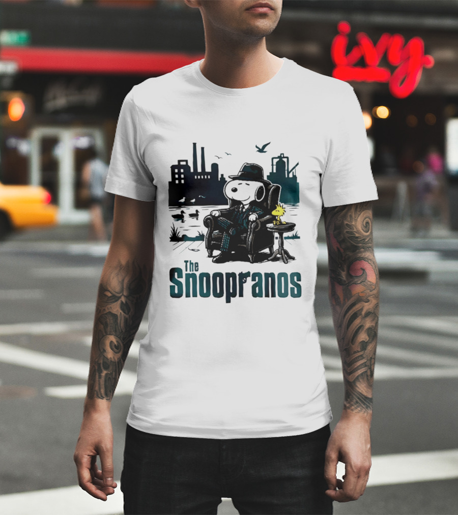 The Snoopranos Peanuts Snoopy Woodstock Mafia Scene T-Shirt