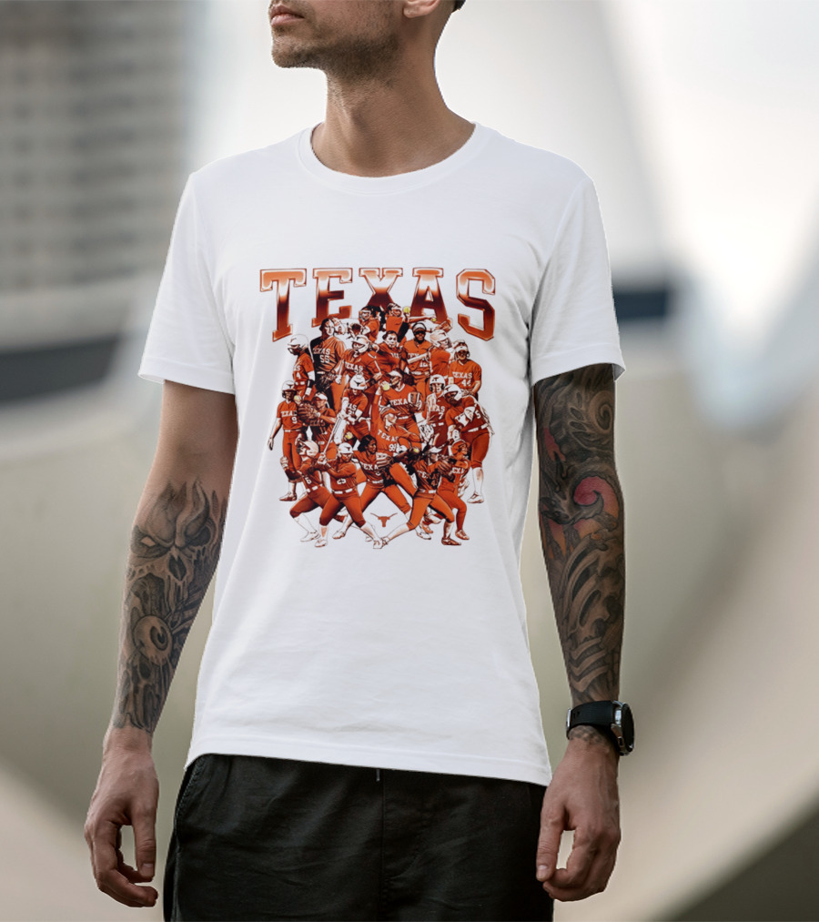 Texas Longhorns Softball Team Collage NCAA Sports Apparel Fan Gear T-Shirt