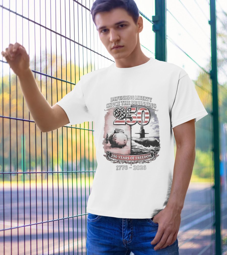Defending Liberty Since The Beginning 250 Years Of Freedom 1776 2026 US Flag T-Shirt