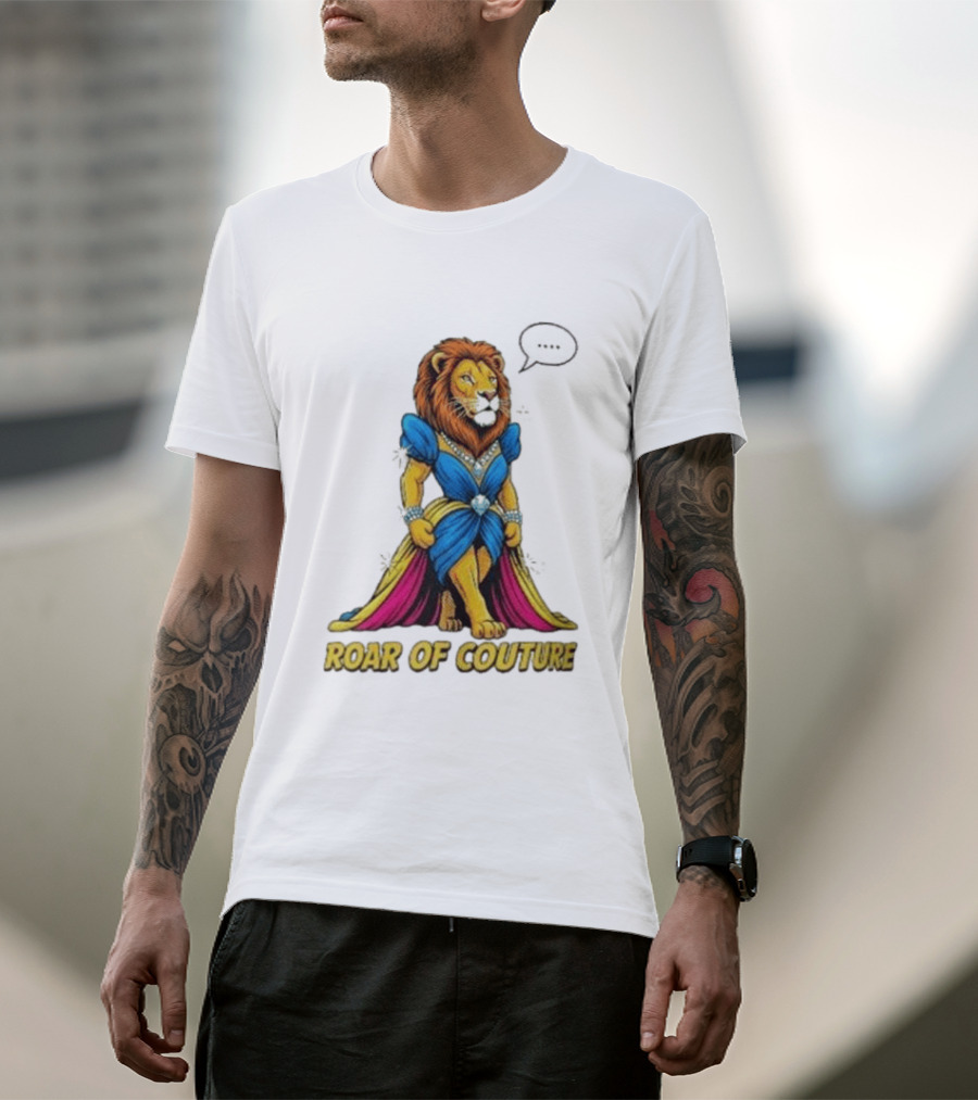 Roar Of Couture Elegant Lion In Royal Blue Gown T-Shirt