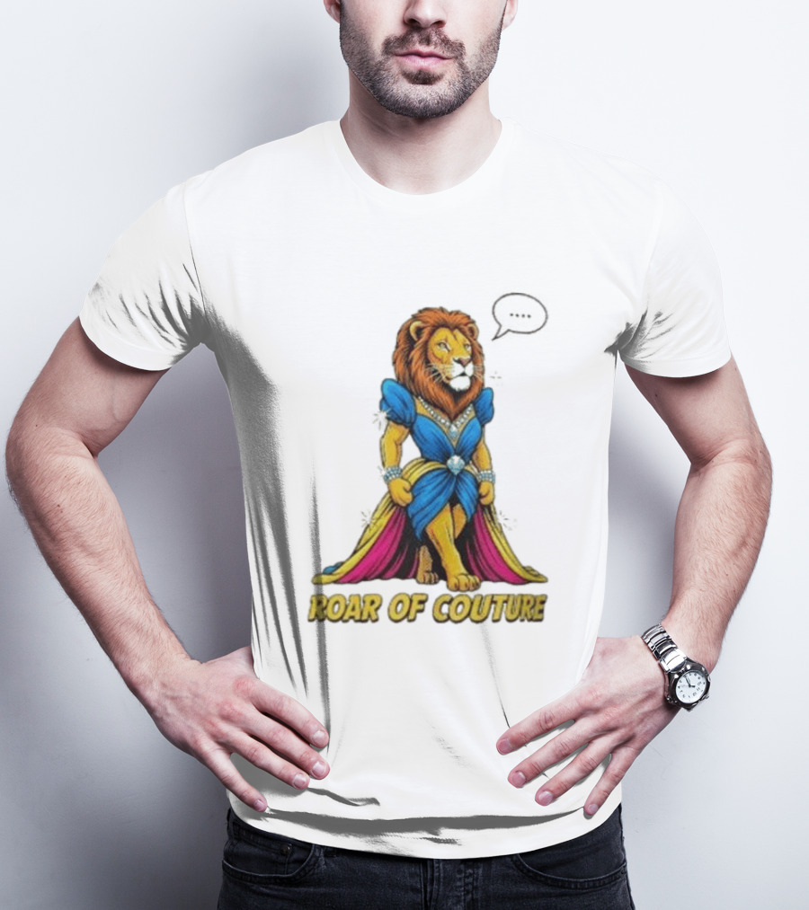 Roar Of Couture Elegant Lion In Royal Blue Gown T-Shirt