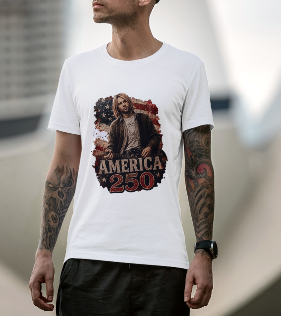 America 250 Years Of Freedom I Love America Kurt Cobain T-Shirt