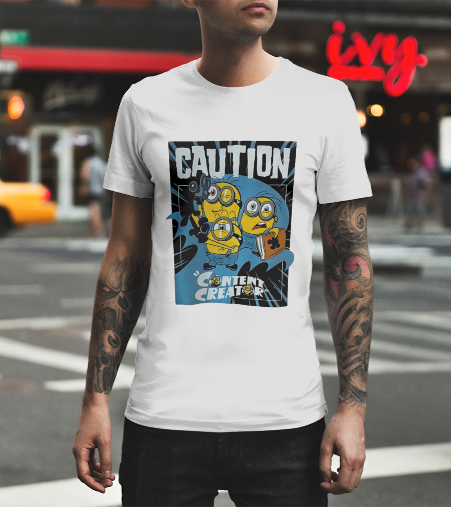 Caution Minions Content Creator Fun T-Shirt