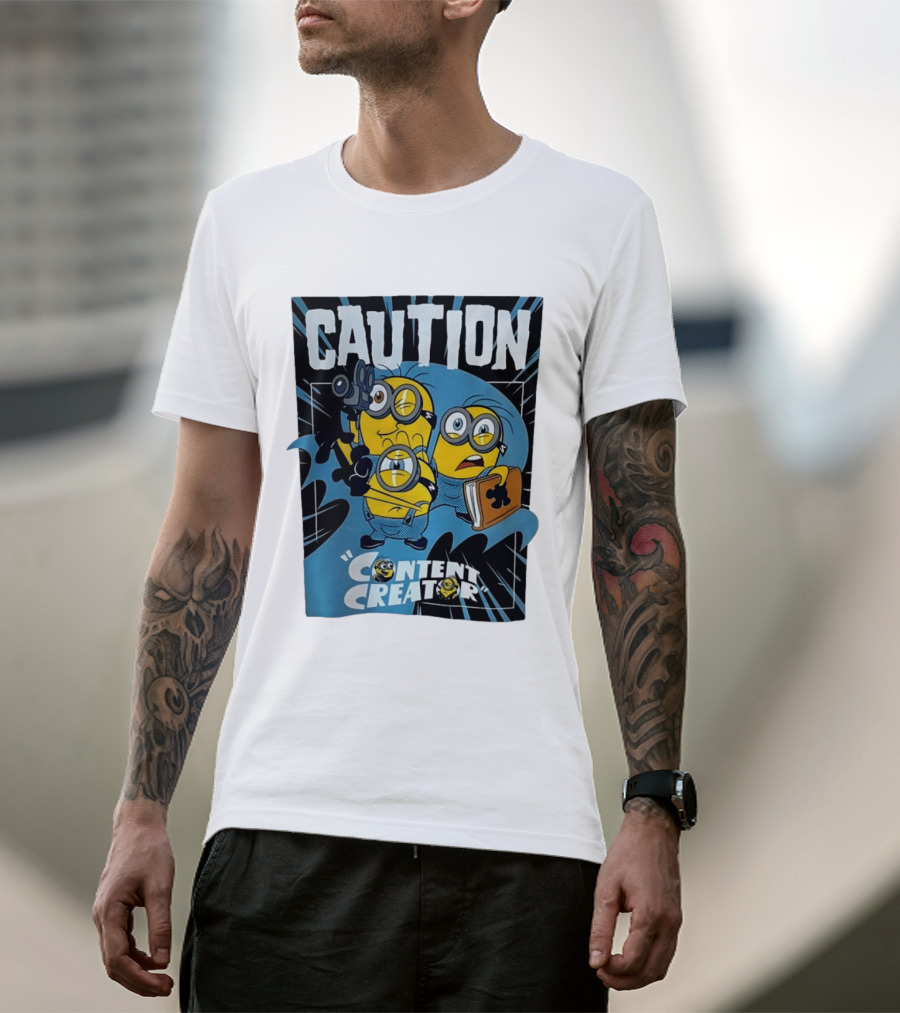 Caution Minions Content Creator Fun T-Shirt