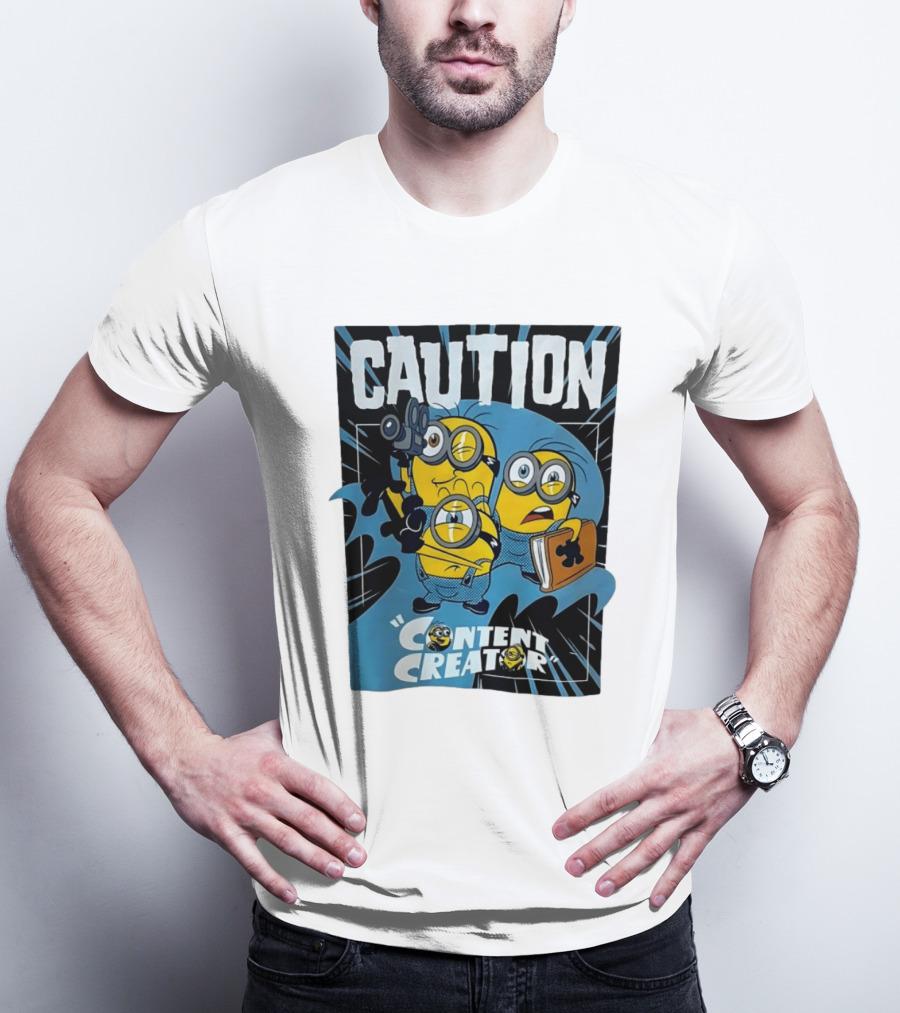 Caution Minions Content Creator Fun T-Shirt