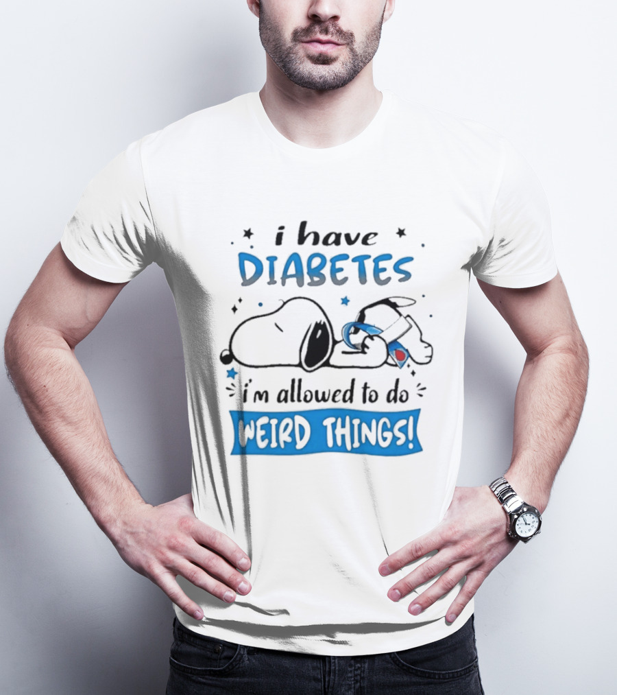 Snoopy Peanuts I Have Diabetes I'm Allowed To Do Weird Things Awareness Ribbon T-Shirt