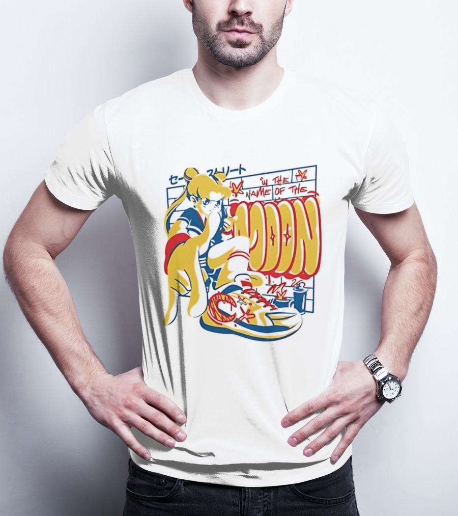 Sailor Moon Urban Scout In The Name Of The Moon Graffiti Style Sneakers T-Shirt