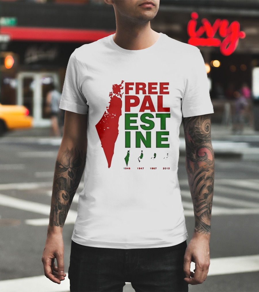 Free Palestine 1946 1947 1967 2012 Map T-Shirt