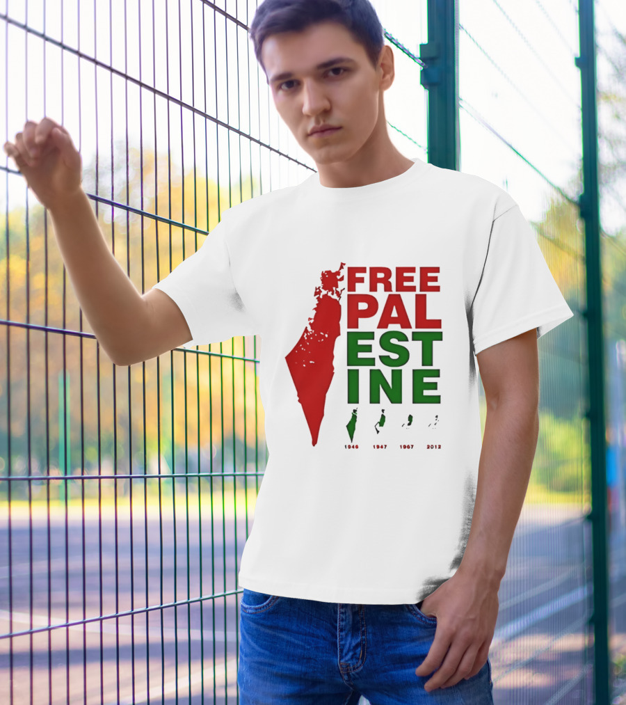Free Palestine 1946 1947 1967 2012 Map T-Shirt