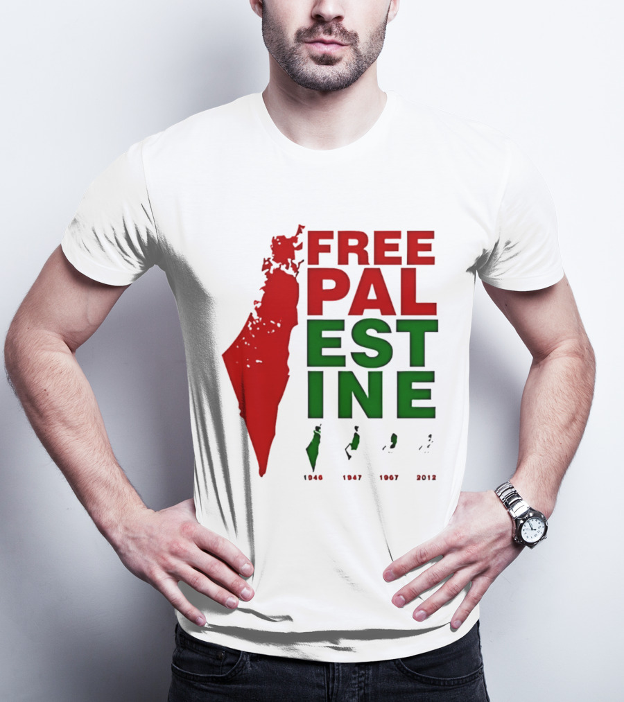 Free Palestine 1946 1947 1967 2012 Map T-Shirt
