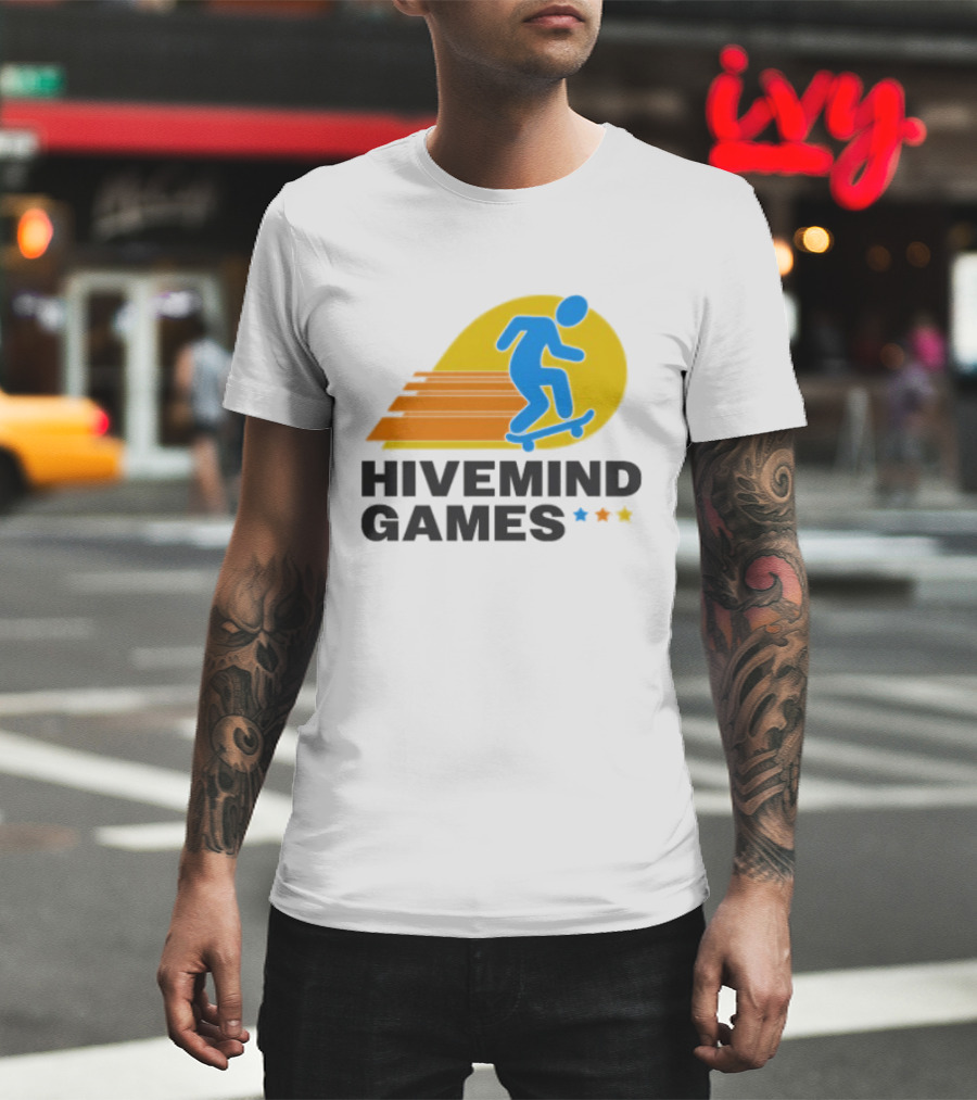 Hivemind Games Skateboarding Dynamic Motion With Shooting Stars T-Shirt