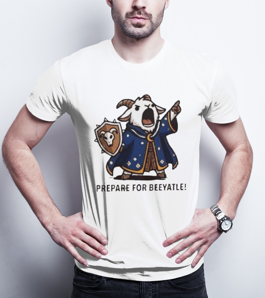 Wizard Goat Prepare For Beeyatle Fantasy Battle Mage Cloak Shield T-Shirt