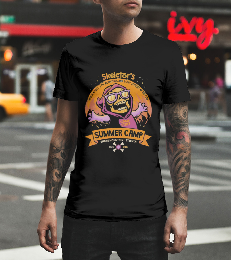 Skeletor's Summer Camp Havoc Magic Evil Activities Scary Stories Snake Mountain Eternia Estd 1981 T-Shirt