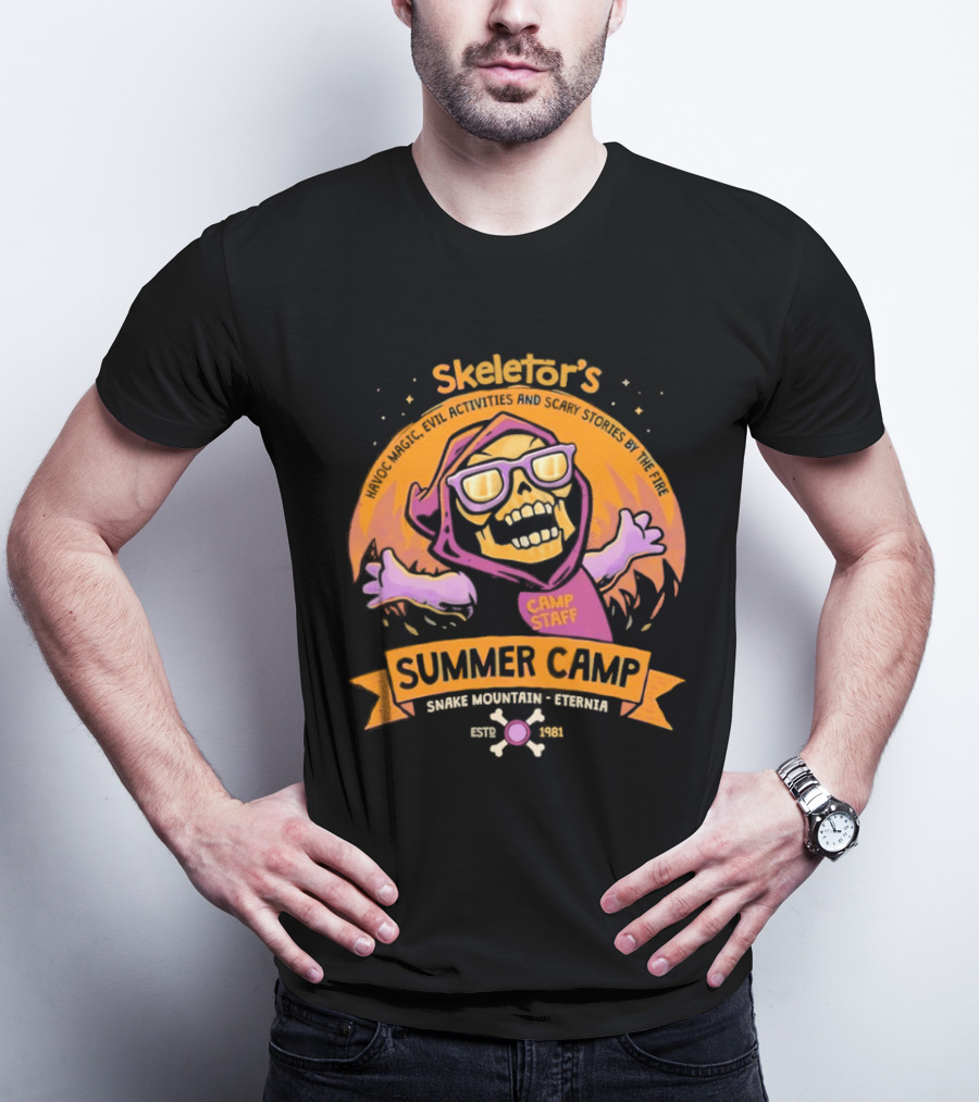 Skeletor's Summer Camp Havoc Magic Evil Activities Scary Stories Snake Mountain Eternia Estd 1981 T-Shirt