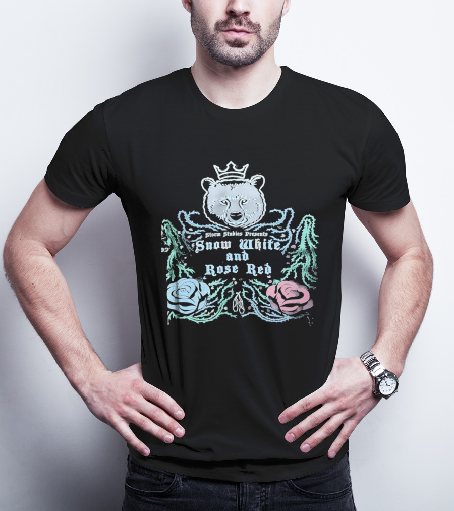 Storm Studios Presents Snow White And Rose Red Bear Crown Roses T-Shirt