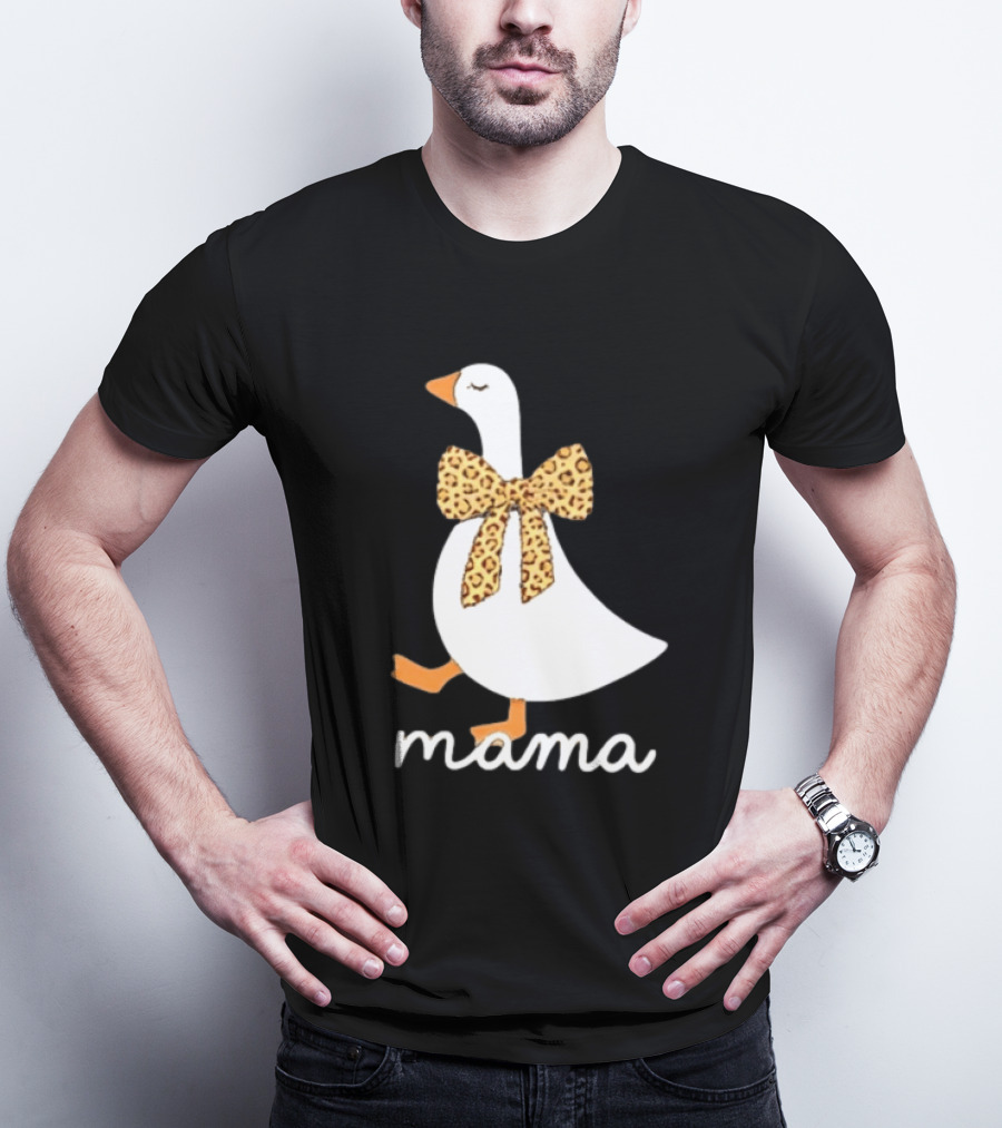 Leopard Bow Goose Mama Cute Animal Print T-Shirt