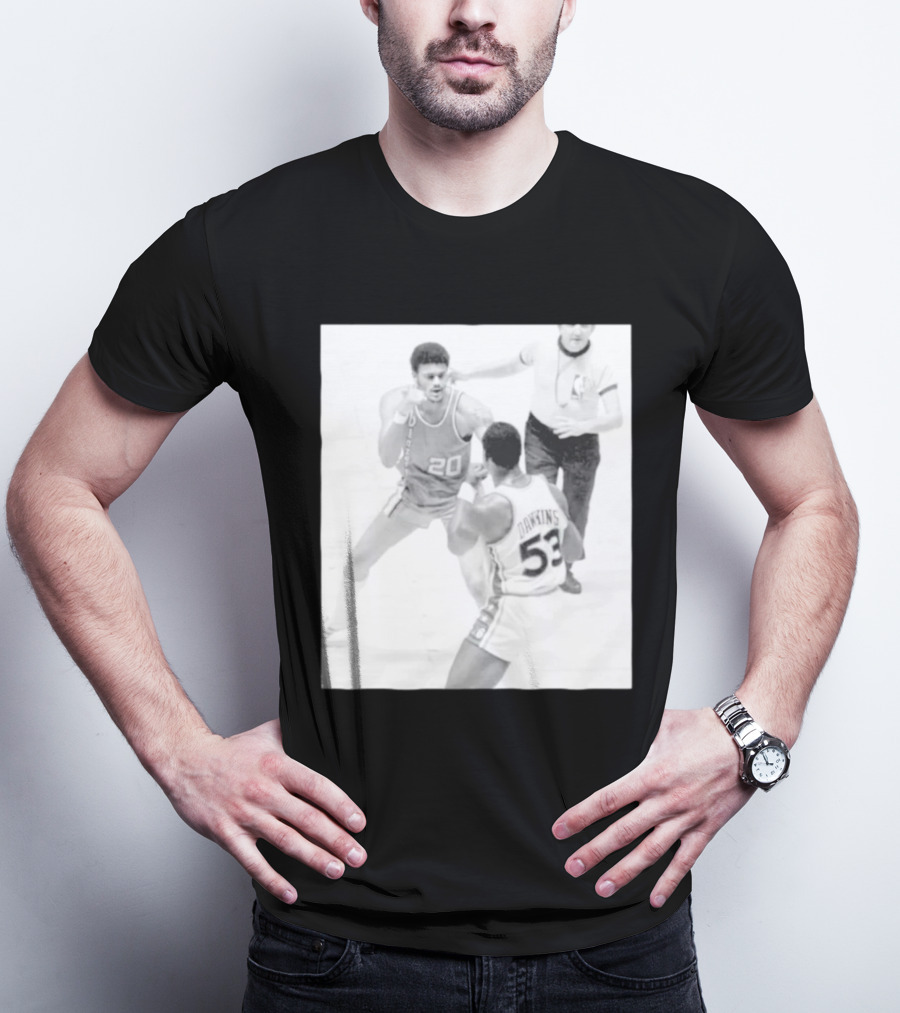 NBA Vintage Showdown Maurice Lucas Vs Darryl Dawkins Black White 20 53 T-Shirt