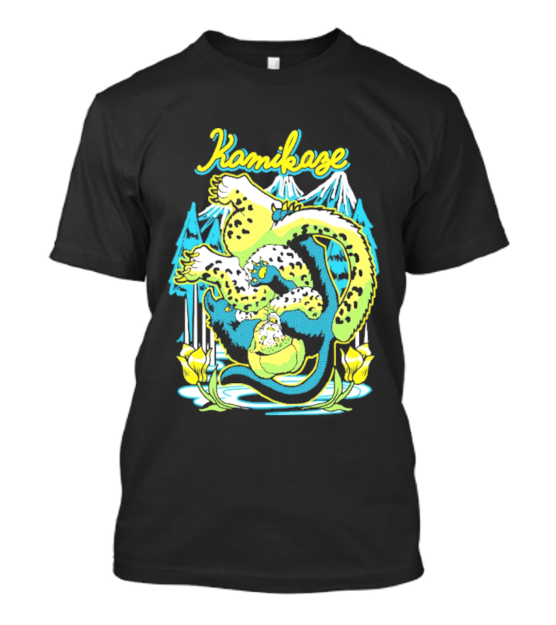 Kamikaze Dragon With Mountain And Lotus T-Shirt