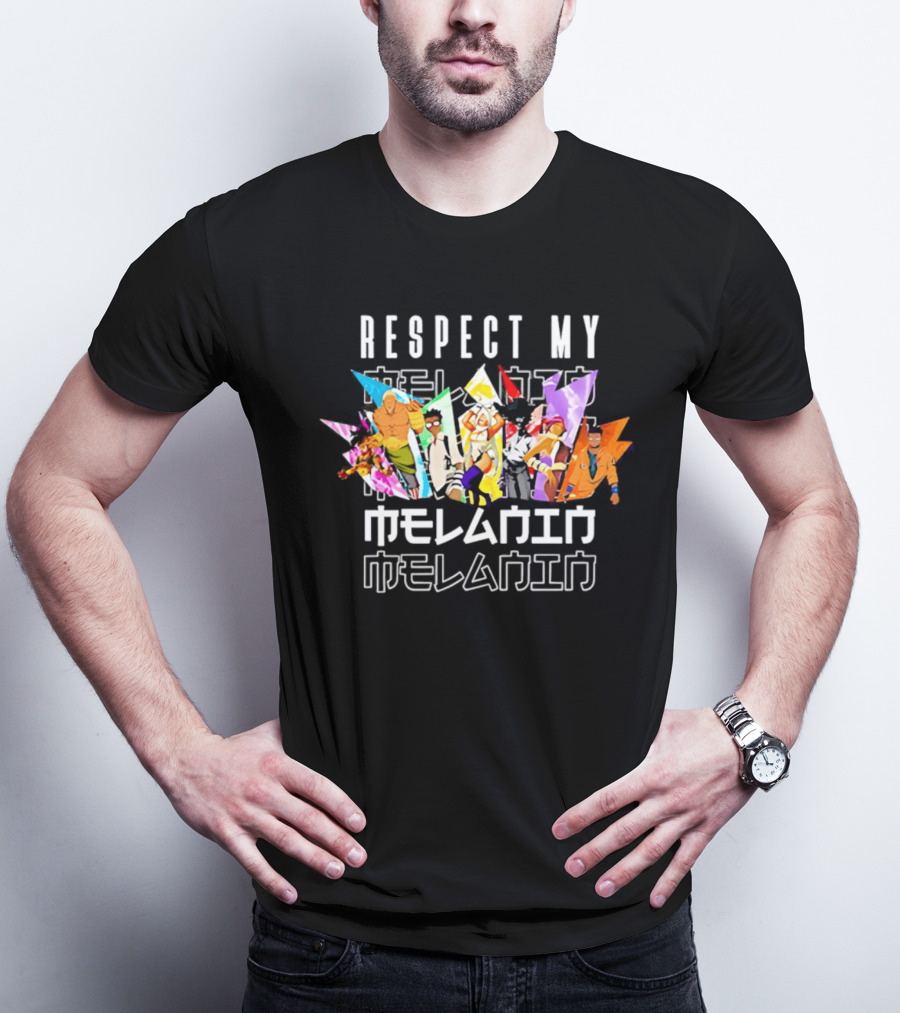 Respect My Melanin Anime Diverse Characters Ensemble T-Shirt