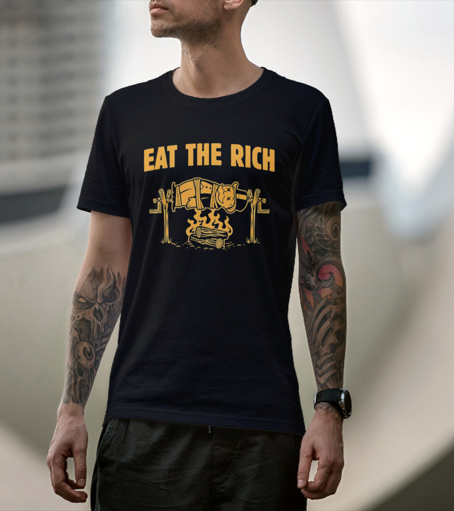 Rich Uncle Pennybags Eat The Rich Spit Roasted Humor Monopoly Man T-Shirt