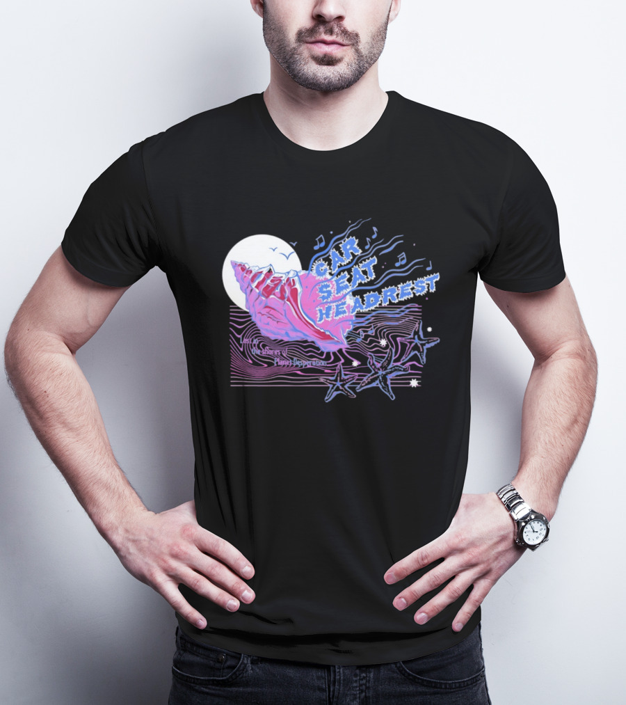 Seashell Car Seat Headrest Lost On The Shores Of Planet Desperation 2026 Moon And Stars Ocean Vibes T-Shirt