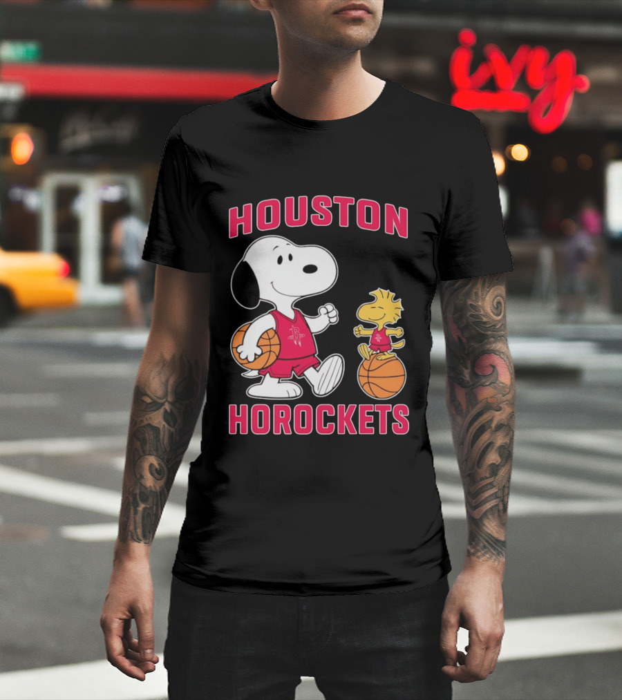 Snoopy Woodstock Houston Rockets Basketball Team T-Shirt
