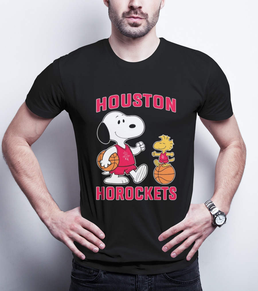 Snoopy Woodstock Houston Rockets Basketball Team T-Shirt