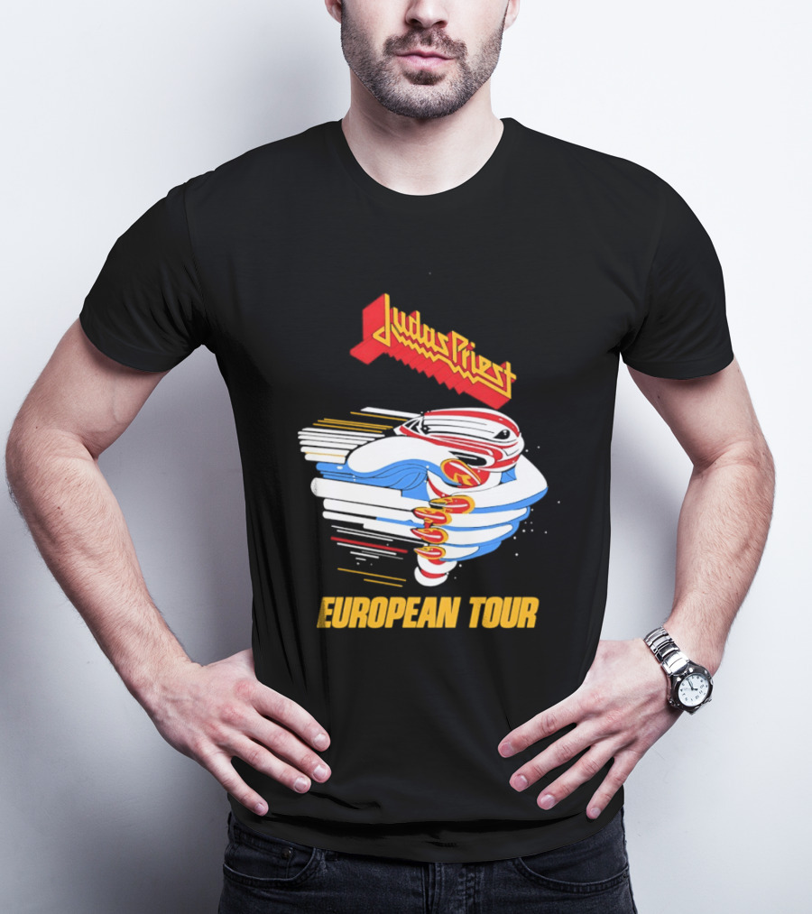 Judas Priest Turbo European Tour 1986 Vintage Album Cover T-Shirt