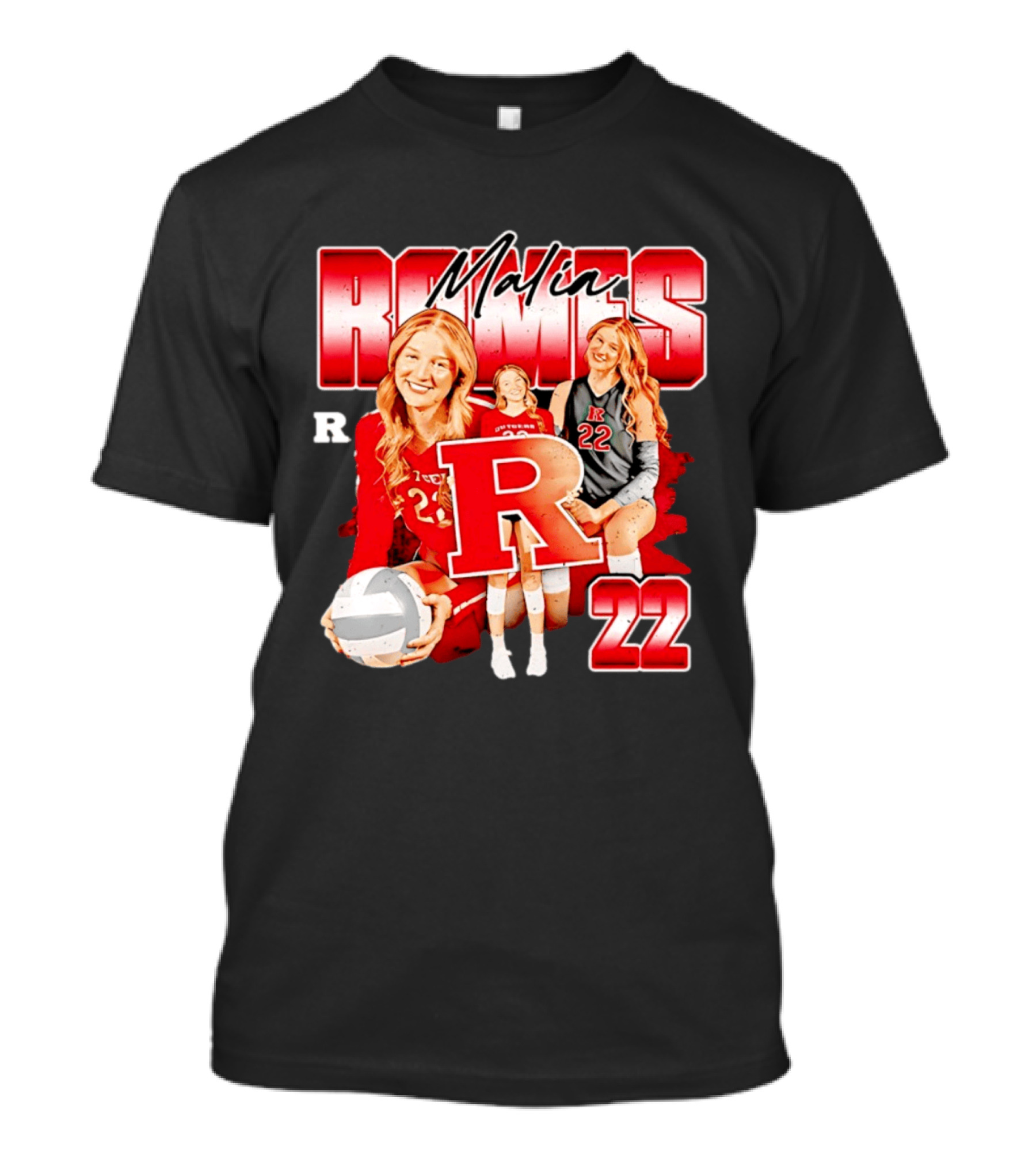 Malia Romes 22 NCAA Women's Volleyball Rutgers Team T-Shirt