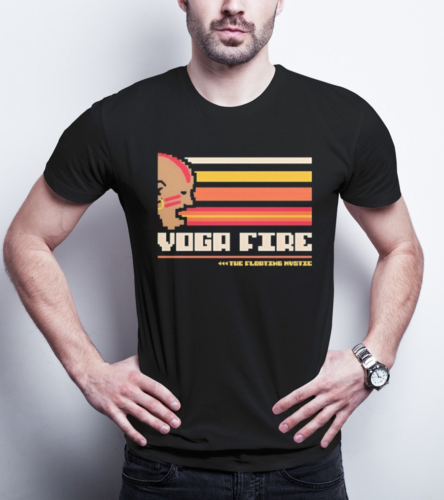 Yoga Fire The Floating Mystic Retro Pixel T-Shirt