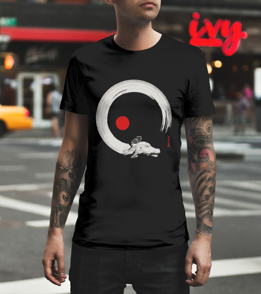 Never Ending Inks Atreyu Falkor The Neverending Story Japanese Enso Circle Red Dot T-Shirt