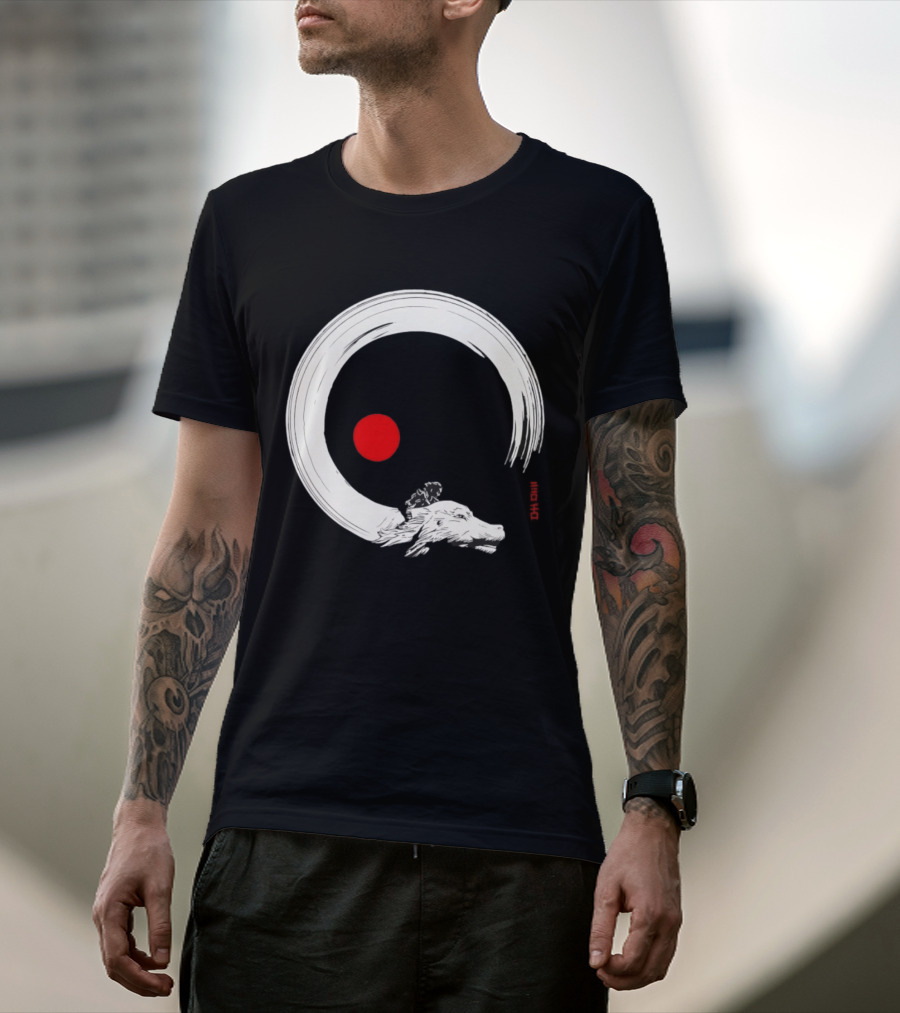 Never Ending Inks Atreyu Falkor The Neverending Story Japanese Enso Circle Red Dot T-Shirt