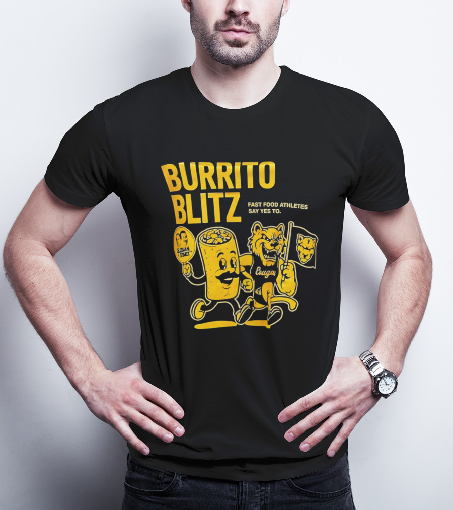 Burrito Blitz Fast Food Athletes Say Yes To Playful Mascot Race T-Shirt