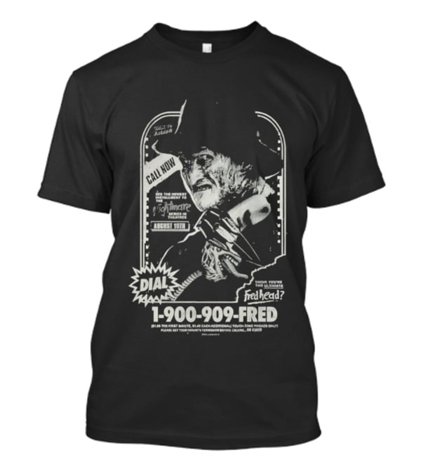 Freddy Krueger Hotline Gutter Garbs Dial 1 900 909 FRED T-Shirt