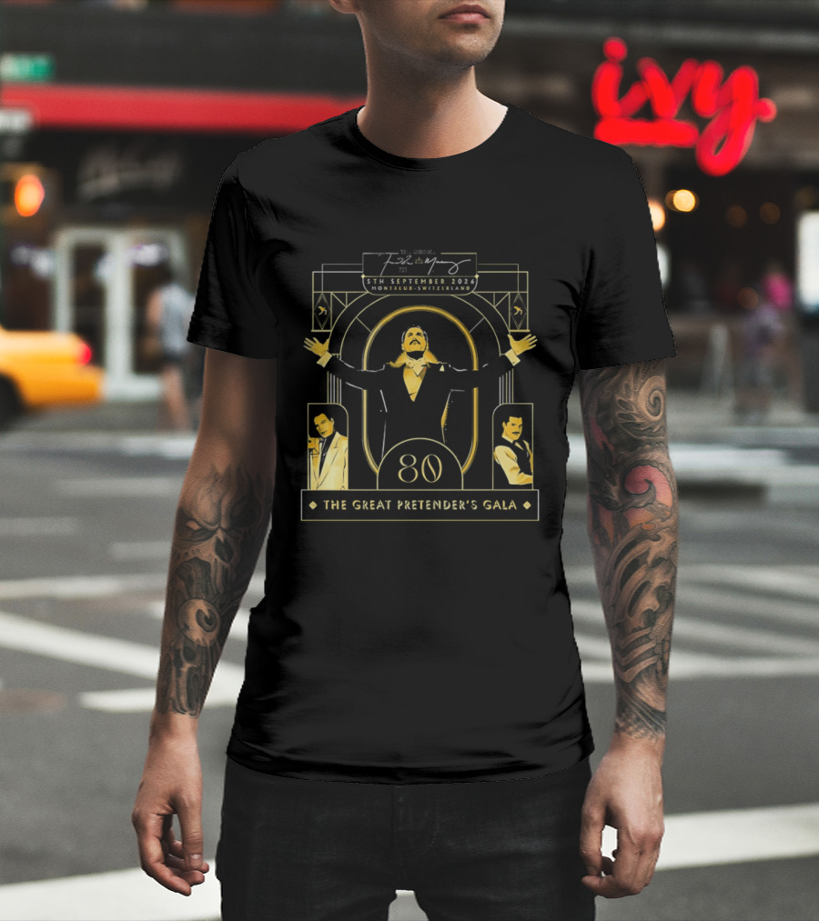 Freddie Mercury 80th Birthday Celebration The Great Pretender's Gala 5th September 2026 Casino Barriere Montreux Switzerland T-Shirt